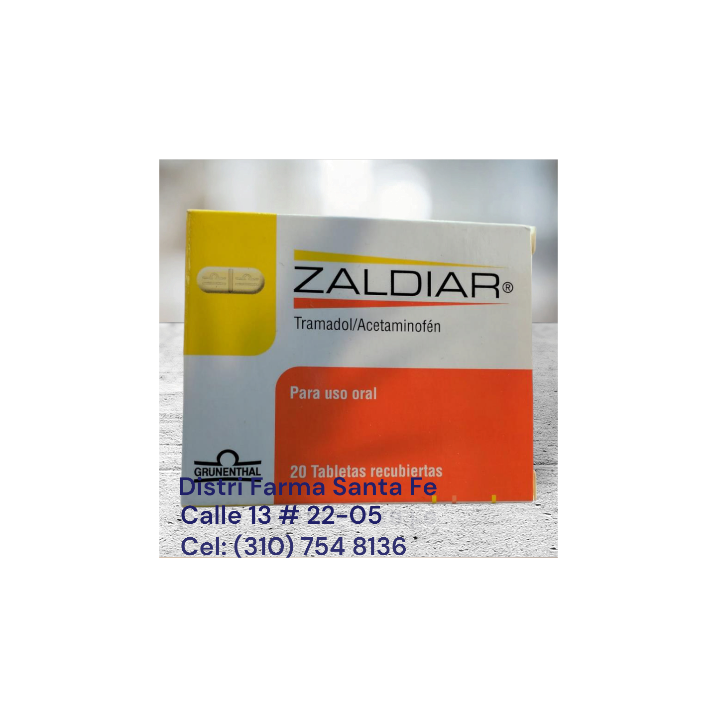 ZALDIAR X 20 TABLETAS (TRAMADOL + ACETAMINOFEN)