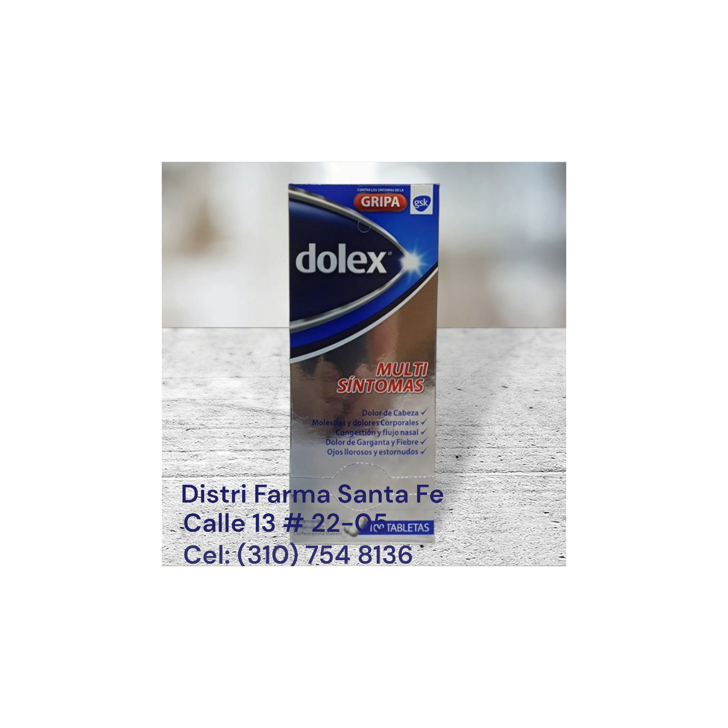 DOLEX GRIPA X 100 TABLETAS (AZUL)